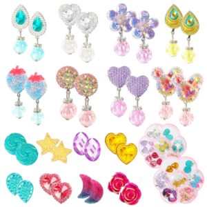 16 pairs clip on earrings for girls play earrings pretend princess play jewelry party favors gifts for little girls