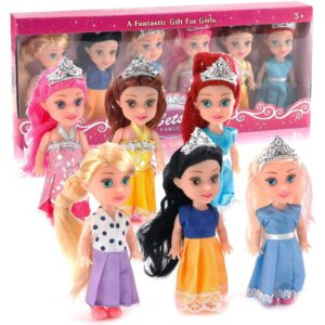 liberty imports little royal princess toddler dolls with dresses, girls imaginative pretend play small dolls party favors collection (6 pack)