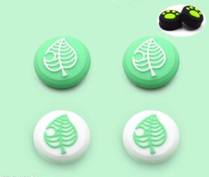 6pcs silicone cute thumb grip caps cover ergonomic joystick caps analog thumb stick caps for switch ns joy con/switch lite controller-leaves