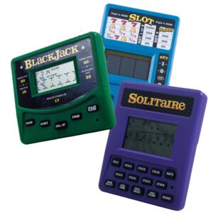 reczone llc vegas gambling electronic travel game pack - slot machine, solitaire, and blackjack handheld game