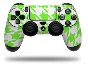 wraptorskinz skin compatible with sony ps4 dualshock controller playstation 4 original slim and pro houndstooth neon lime green (controller not included)