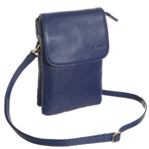 minicat leather small crossbody bags rfid blocking cell phone purse wallet for women(blue)