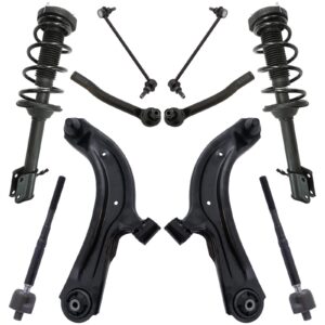 trq front steering & suspension kit complete strut & coil spring assembly control arm with ball joint sway bar stabilizer link tie rod compatible with 2013-2019 nissan sentra