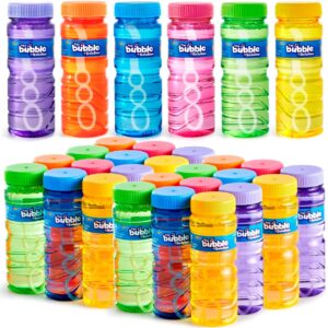 joyin 12 pack bubble bottles (4oz bubbles solution), bubbles party favors for kids, bubbles wand bulk, 6 colors large bubble kit, easter basket stuffers for toddler, summer toddler outdoor toys