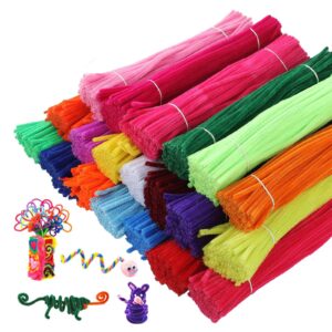 2000 pieces pipe cleaners assorted colors chenille stems for diy art craft decorations, 20 colors craft pipe cleaners for creative school projects, 6 mm x 12 inch