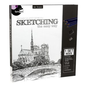 spicebox adult drawing sketching kit, learn to draw, how to sketch books, art hobby kits for adults, sharks and sea creatures