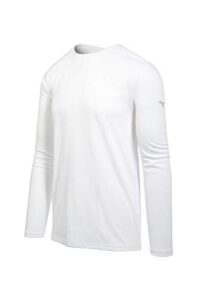 mizuno men's long sleeve tee, white, large