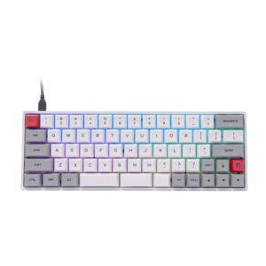 epomaker sk66s 60% keys bluetooth 5.1 wireless wired dual mode gateron optical mechanical gaming keyboard with rgb backlight and pbt heat sublimation keycaps (gateron optical red, grey white)