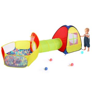 tomyou kids playhouse, 3 in 1 play tent with tunnel, ball pit for toddler boys, girls, baby play tent, indoor/outdoor kids tent