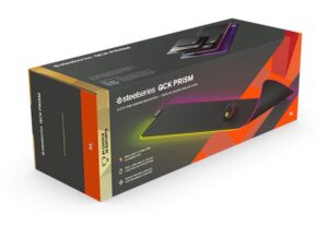 steelseries qck prism cloth xl - gaming mouse pad - 2 zones rgb lighting - real time event lighting - cs: go neon rider edition pc