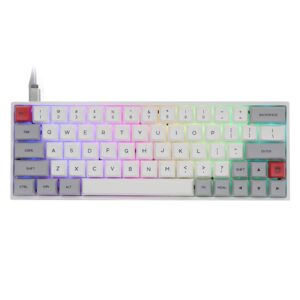 epomaker skyloong sk64 64 keys hot swappable mechanical keyboard with rgb backlit, pbt keycaps, arrow keys for win/mac/gaming (gateron optical brown, grey white)