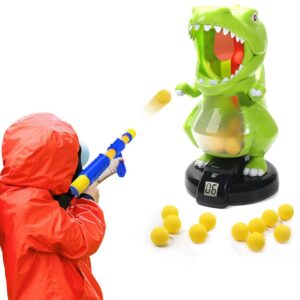 eaglestone dinosaur shooting toys for boys 5 6 7 8 9 years old, electronic kids target games w/ air pump gun, lcd score record, sound, 24 foam balls, birthday party favor,christmas gifts for toddlers