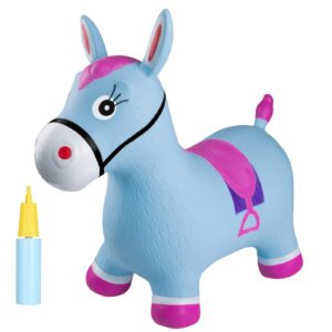 inpany bouncy horse hopper - inflatable jumping horse, ride on rubber bouncing animal toys for kids/toddlers/children/boys/girls (pump included)