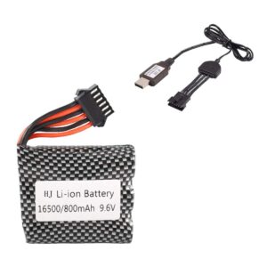 hj black sm6p plug 800mah 9.6v 20c rechargeable lithium battery with charging usb cable for high speed rc car s911 s912 9115 9116 9120 remote control toy or rc boat plane drone monster truck