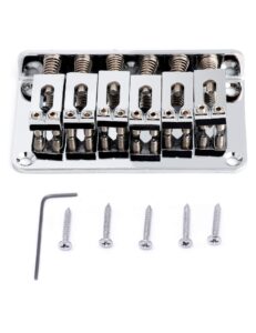 metallor top load guitar bridge tailpiece fixed hardtail saddle bridge compatible with 6 string fender strat tele style electric guitar parts chrome.