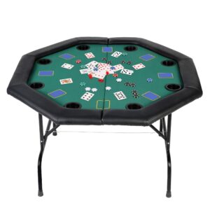 karmas product poker table folding texas holdem casino leisure game octagonal table with cup holder 8 player -green