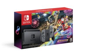 nintendo switch w/ gray joy-con + mario kart 8 deluxe (full game download) - switch (renewed)