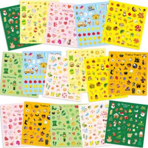 16 sheets holiday stickers 800 seasons assortment stickers for kids children craft party favors thanksgiving christmas new year