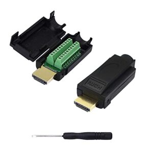 sinloon 2 pack hdmi solderless adapter gold plated hdmi extension cable connector signals terminal breakout board free welding connector with plastic cover screwdriver