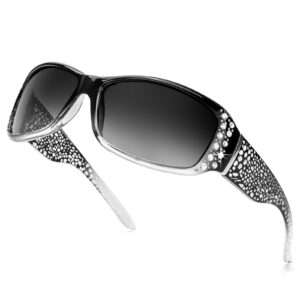 ignaef polarized sunglasses for women, rhinestone women sunglasses uv400 protection for driving/fishing/shopping