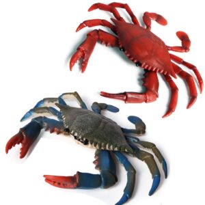 gemini&genius 2pcs crabs marine animal world sea animal action figure ocean model toy educational, role play, cake toppers, swimming toys, bath toys, christmas stocking stuffers for kids