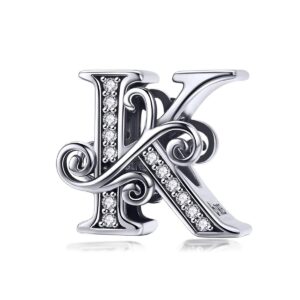 925 sterling silver letter k charms for pandora bracelets alphabet initial beads jewelry gift for women