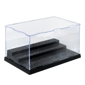 aels 3-level acrylic display case, dustproof showcase for collection bricks blocks toys models minifigures building, clear, removable, black