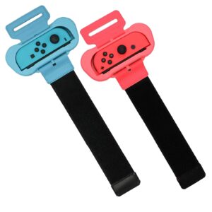 switch dance wrist bands, switch wrist straps compatible with dance 2023 2022 2021 2020 and nintendo switch sports game - 2 packs (fit for 4.72-7.5 inches wrist circumference) - blue and red