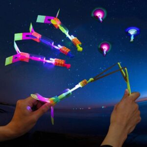 10 pcs amazing led light arrow flying toy party fun gift elastic, flying arrow outdoor flashing children's toys birthdays thanksgiving christmas day gift outdoor game for children kids