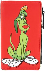 loungefly x looney tunes marvin the martian k-9 flap wallet (red/green, one size)