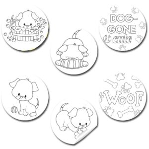 color your own dog-gone cute puppy themed birthday party favor sticker labels for kids, 90 1.5" party circle stickers by amandacreation, great for arts & crafts, envelope seals, goodie bags & treats