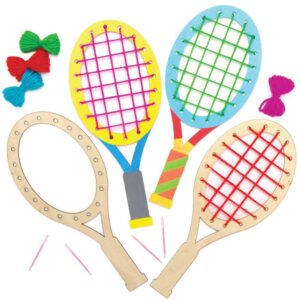 baker ross at987 tennis racket wooden weaving kits - pack of 4, introductory sewing for beginners and for kids arts and crafts projects