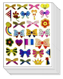 stickers glitter pack 10 sheets lovely rainbow heart bow sticker cartoon kids scrapbooking school reward xmas birthday party favors reward gift (03)