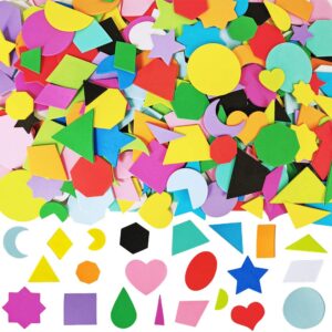 1035 pcs 15 colors 3 sizes 22 shape bulk foam stickers self-adhesive foam geometry shapes stickers assortment craft supplies for kids classroom art crafts projects collages mosaics math activities