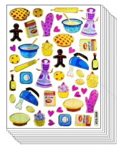 stickers glitter pack 10 sheets heat resistant gloves pies cookies baking utensils label cartoon sticker craft scrapbooking diary book phone photo album decorations supplies art decal (14)