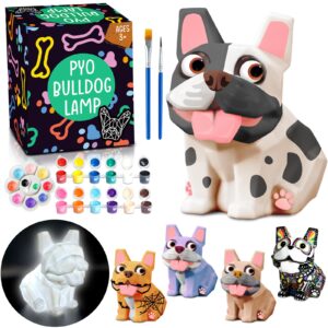 funzbo paint your own dog french bulldog lamp kit - arts and crafts supplies puppy painting kits for kids teens adults, diy night light toys for toddlers girls boys birthday easter holiday gifts