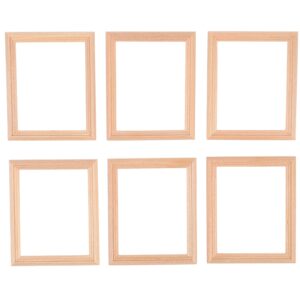 exceart 6pcs 1/12 wood dollhouse furniture unfinished mini photo frame artificial miniature scene model diy wall art painting toys for nursery room photo props