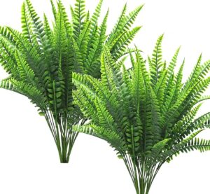 ollain artificial plants 6pcs boston fern grass fake green bushes artificial shrubs bush faux indoor outdoor uv resistant greenery indoor outside for home garden porch window box décor