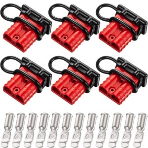 boao 6 sets 6-10 gauge battery quick connect disconnect 50a 12-36v battery quick connector quick wire harness plug kit battery quick connector disconnect plug for motor winch trailer(red)