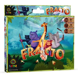 luma world fracto educational card game for 8+ years to learn fractions, mental math, memory and communication, visual and number cards included, 15 minutes game and 2-4 players, set of 80 cards