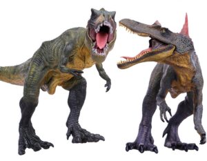 gemini&genius dinosaur toys tyrannosaurus rex and spinosaurus dinosaur world action figures, great birthday gift, collection, cake topper, party supplies, room decor for kids 3-12 years old