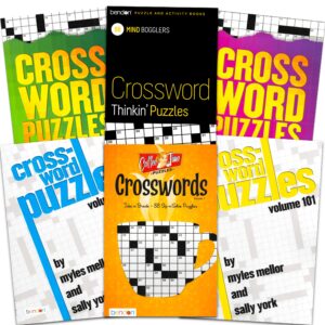 crossword puzzle books for adults seniors super set ~ bundle of 6 crossword puzzle books (over 480 puzzles total)