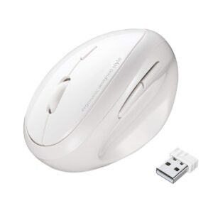 sanwa 2.4g wireless ergonomic mouse white, vertical optical ergo mouse small hands, cordless mice for wrist pain, 800/1200/1600 dpi, 5 buttons, compatible mac, windows, pc, desktop