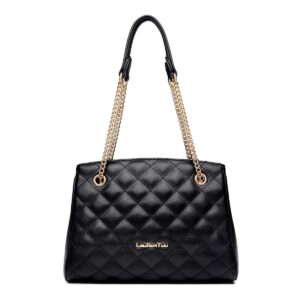 laorentou cowhide shoulder bag for women leather quilted purses lady handbag with chain strap