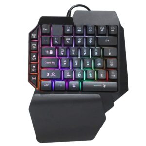 pomya one-handed gaming keyboard, professional gaming keypad for pubg computer mechanical gaming accessory with eye-catching lighting