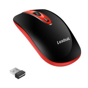 leadsail wireless computer mouse, 2.4g portable slim usb mouse, silent click cordless mouse 3 adjustable levels, 4 buttons laptop mouse for windows mac pc notebook