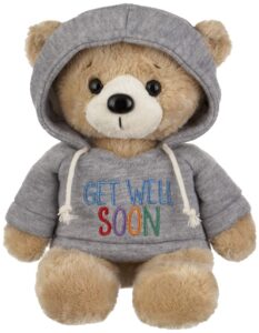 ganz 9 get well teddy bear with gray hoodie stuffed animal for comfort and love