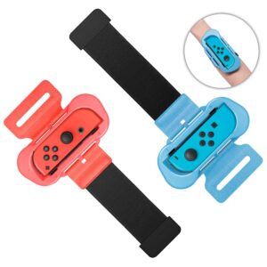 meneea wrist strap compatible with just dance 2025 2024 2023/for zumba burn it up,adjustable wrist bands for nintendo switch & oled model for joy-cons,two size for adults & children,2 pack red/blue