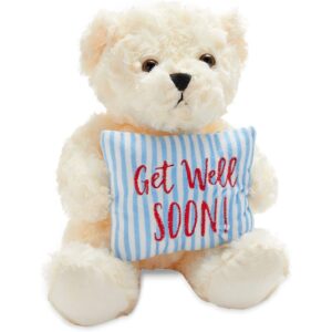 blue panda get well soon teddy bear, stuffed animal gift (9.25 x 8 x 6 in, white)