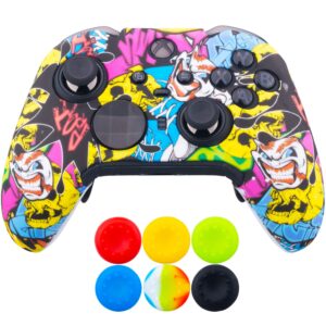 9cdeer 1 x protective customize transfer print silicone cover skin cartoon skulls + 6 thumb grips analog caps for xbox elite series 2 controller